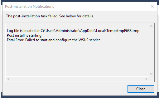 WSUS Services error - Microsoft Q&A