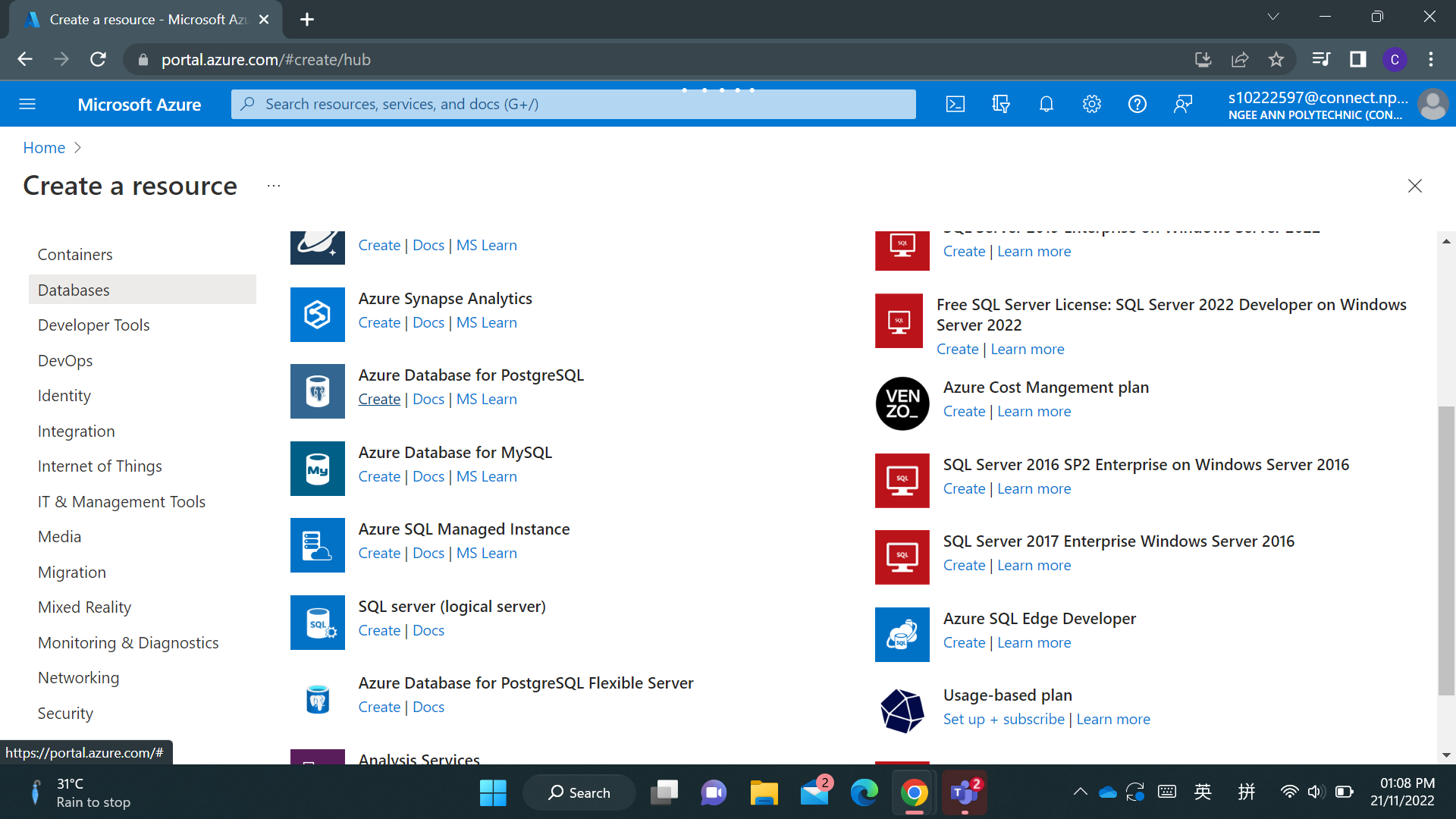 Cannot create database for PostgreSQL - Microsoft Q&A Cannot create database for PostgreSQL - Microsoft Q&A