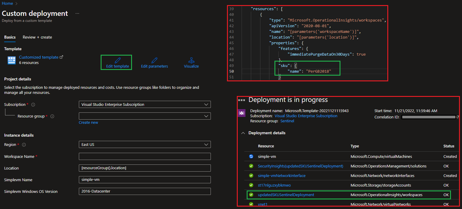 Excercis - Deploy Sentinel using ARM template does not work - Microsoft Q&A