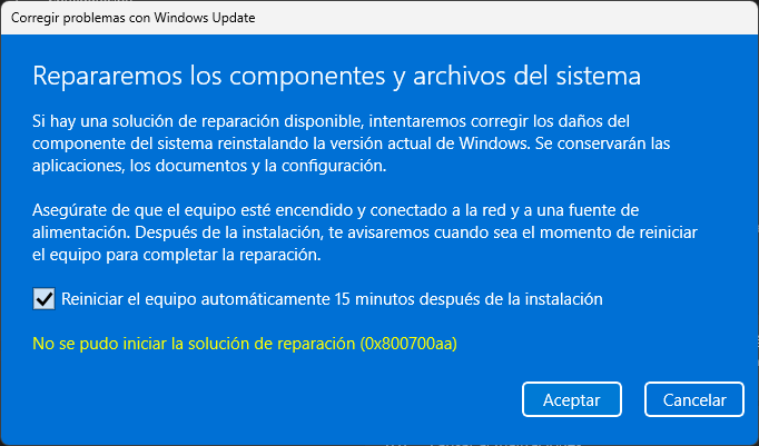 Cómo puedo solucionar el error (0x800700aa) al querer reparar los ...