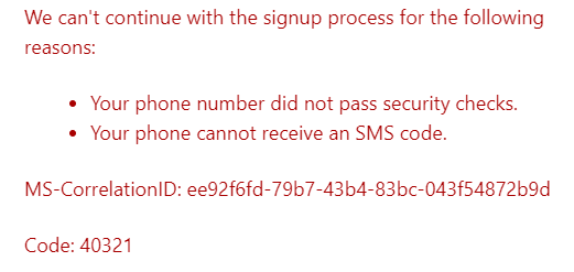 Microsoft 365 Developer SMS failed security check - Microsoft Q&A