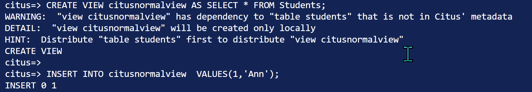 Inserting Or Updating Data On Views Created On Distributed Tables On