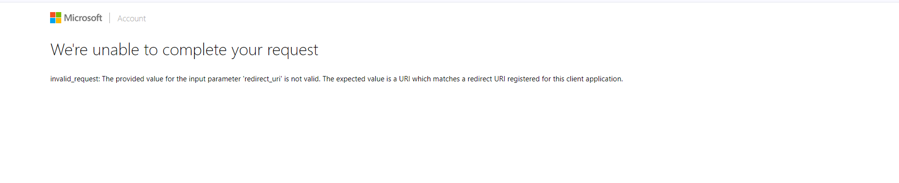 The provided value for the input parameter 'redirect_uri' is not valid - Microsoft Q&A
