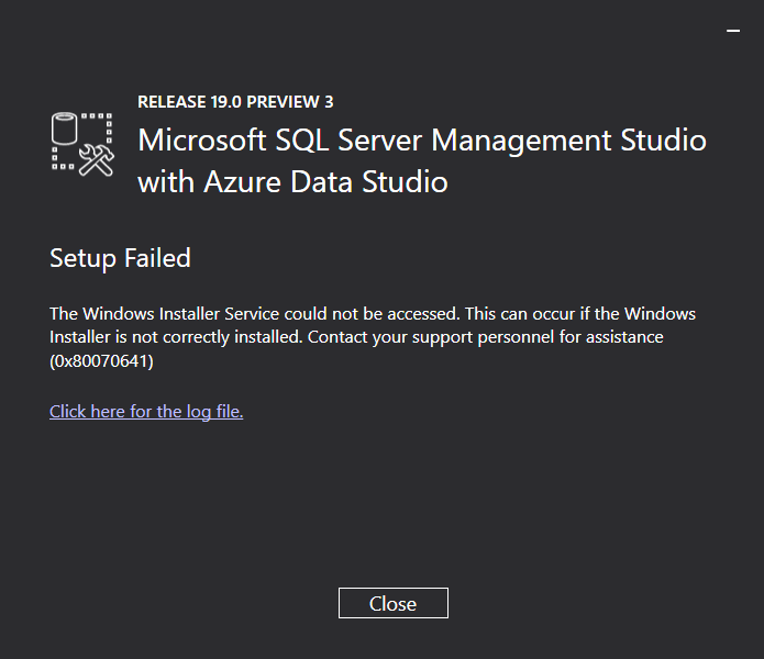 Fatal error while installing SSMS 19.0 Preview 3 - Microsoft Q&A Fatal error while installing SSMS 19.0 Preview 3 - Microsoft Q&A