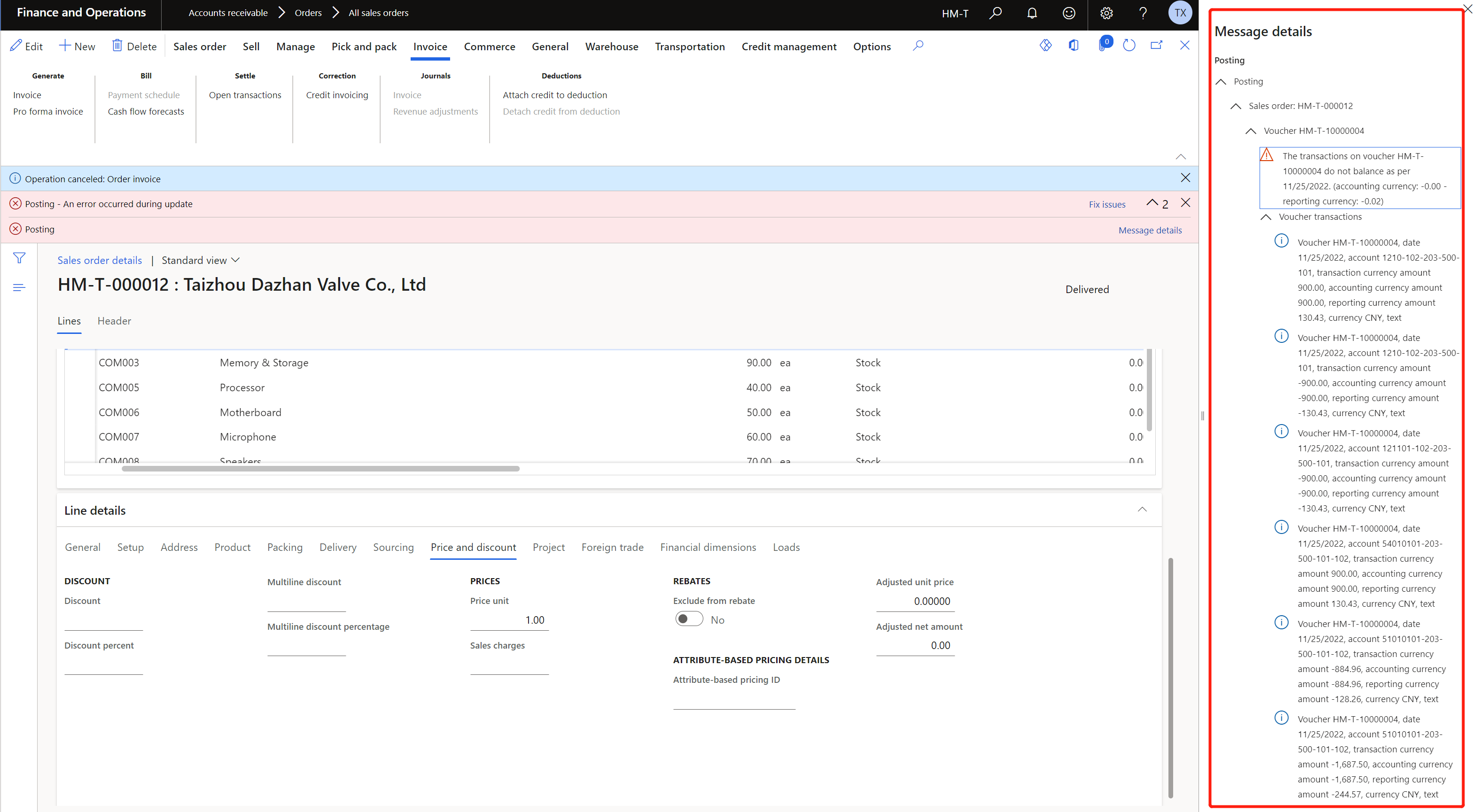 SO could not invoiced - Microsoft Q&A
