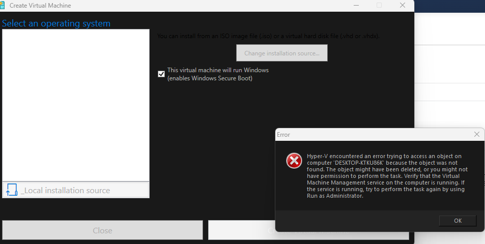I Cant Open Wsa Due To Virtualization Issue And Also A Issue With Virtual Machine Microsoft Qanda