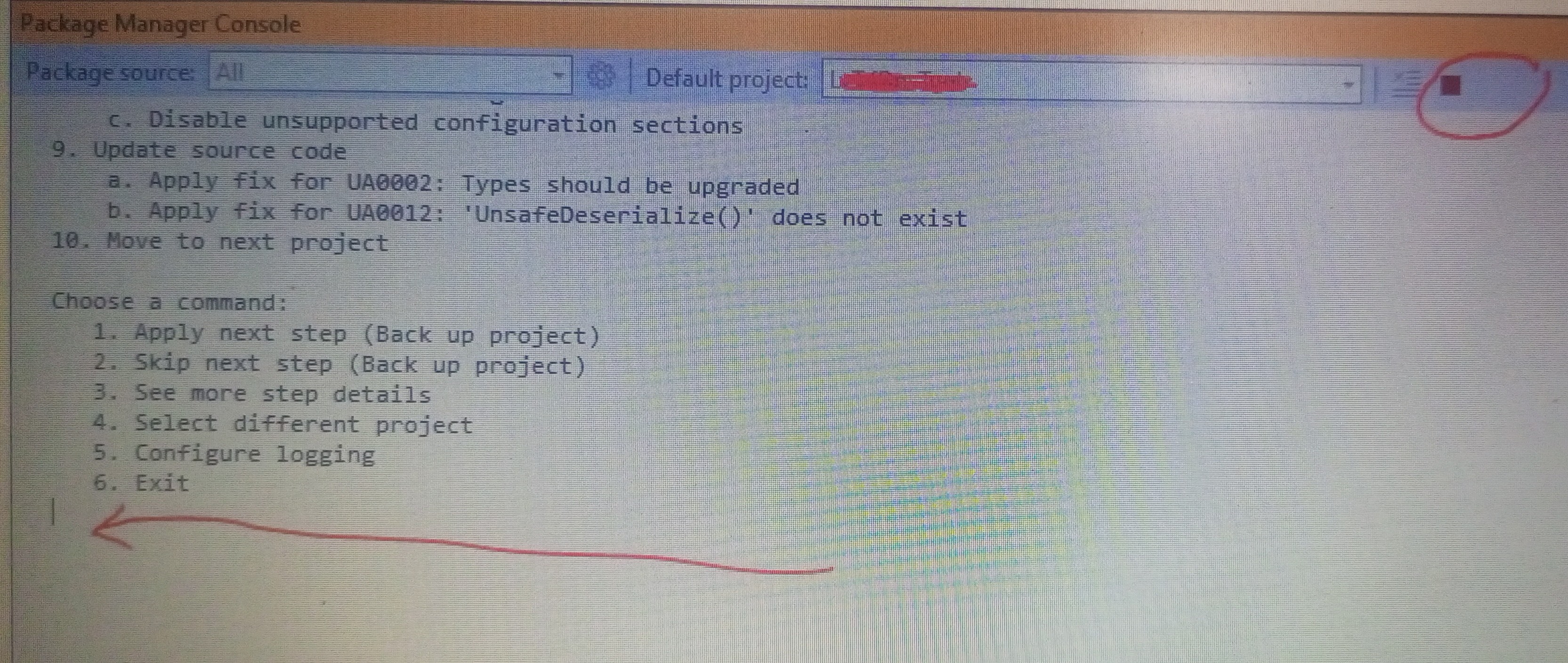 Net Upgrade Assistant Command Error Package Manager Console Running In Execution Mode