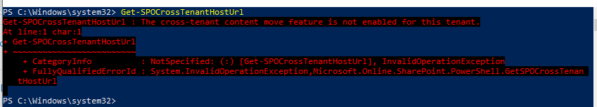 The cross-tenant content move feature is not enabled for this tenant ...