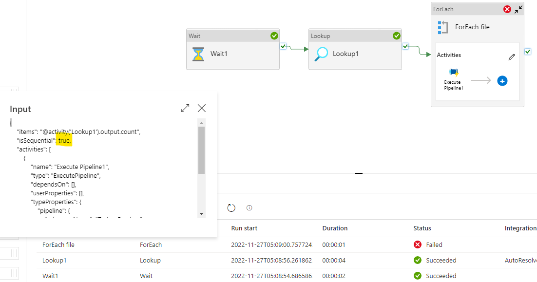 Issequential Property Of Adf Foreach Activity Is Getting Overwritten At Run Time Microsoft Qanda