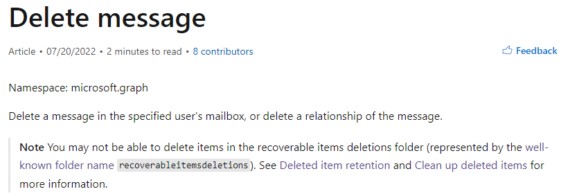 Emails That Im Deleting By Java Code Using Graph Api Moved To Recover Items Instead Of Deleted