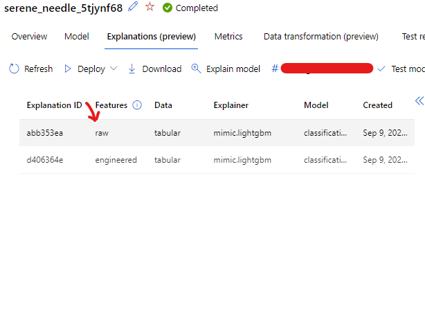 Why explanation dashboard is showing 2 tabs with duplicate information in Azure ML Studio ...