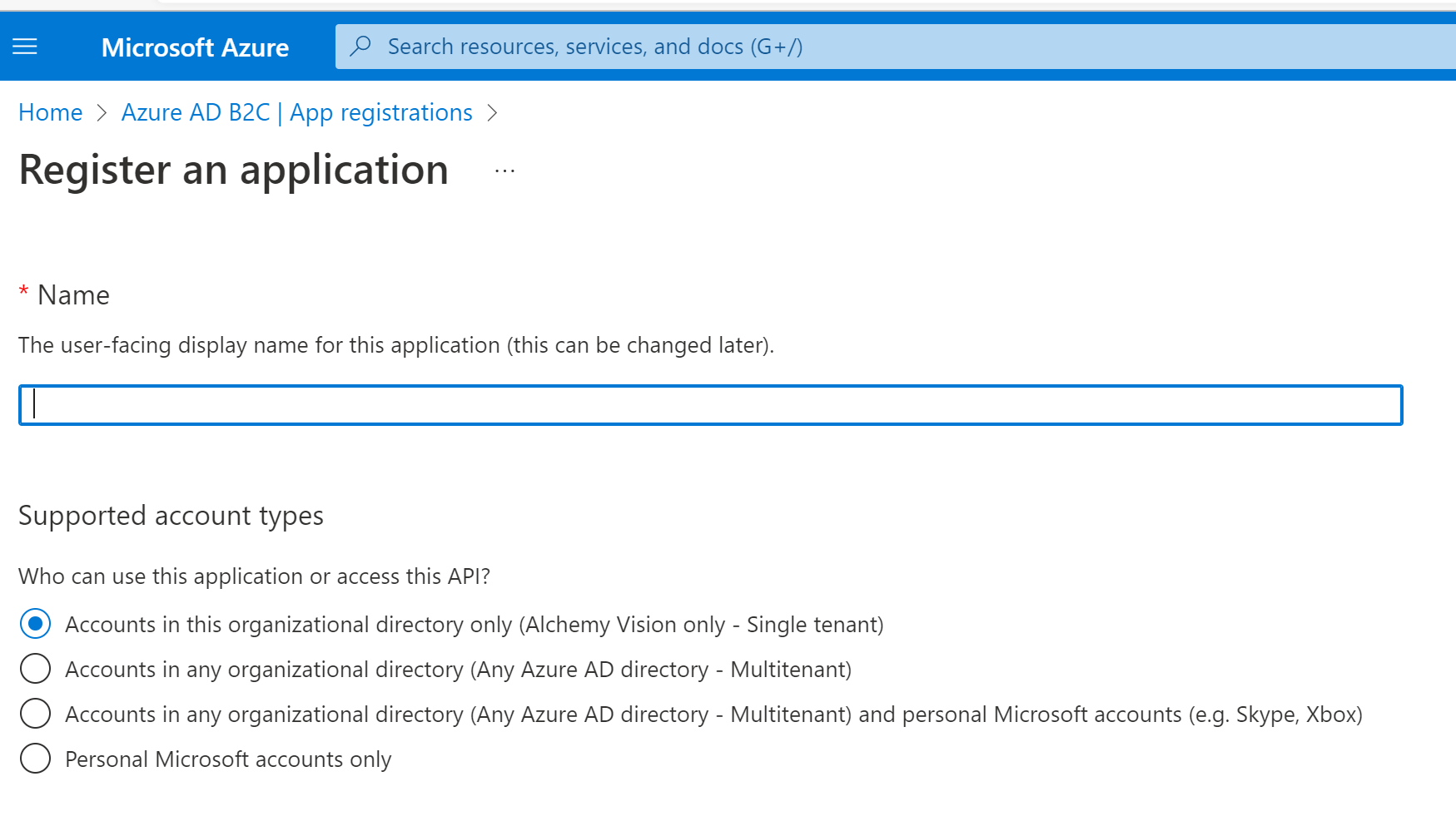 Unable to register App using Supported account type [Accounts in any identity provider or ...