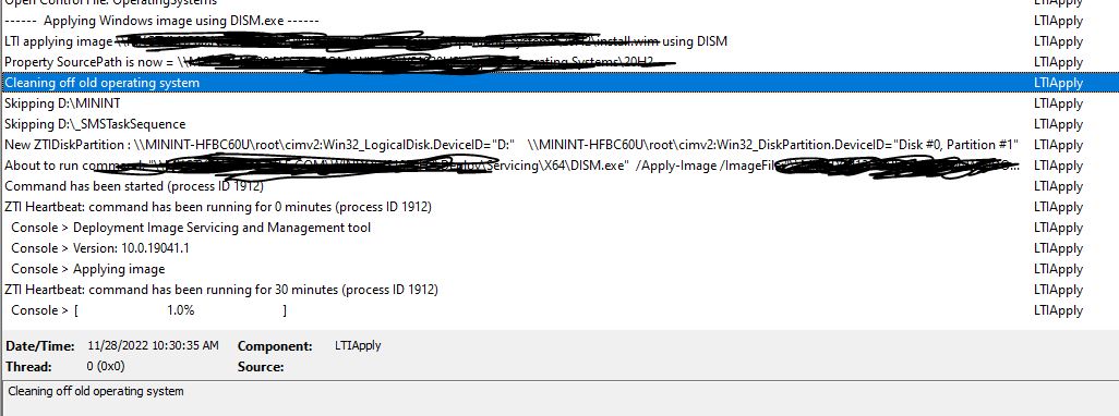 Installation stuck at Applying Image - Microsoft Q&A