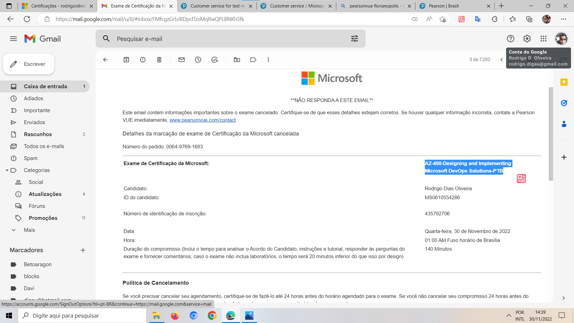 como recuperar meu direito de realizar meu exame de certificado? az 400 ...
