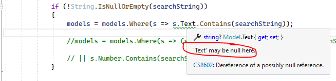 Pagination String Property In Controller Warning Green Underline