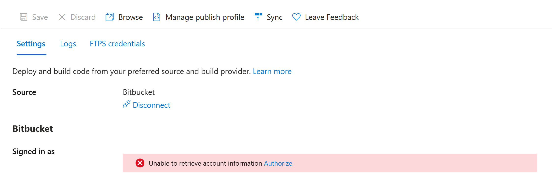 BitBucket in Deployment Centre - Confirm access to your account Invalid client_id This ...