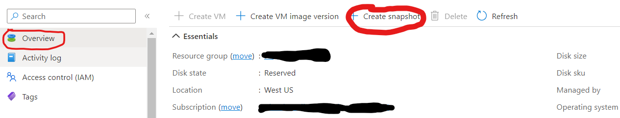 Can't create disk snapshot - Microsoft Q&A Can't create disk snapshot - Microsoft Q&A