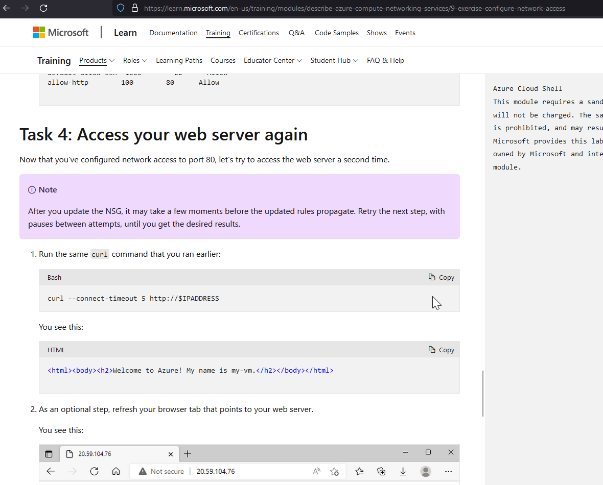 Exercise Configure Network Access Task 4 Unable To Access Your Web Server Again Microsoft Qanda