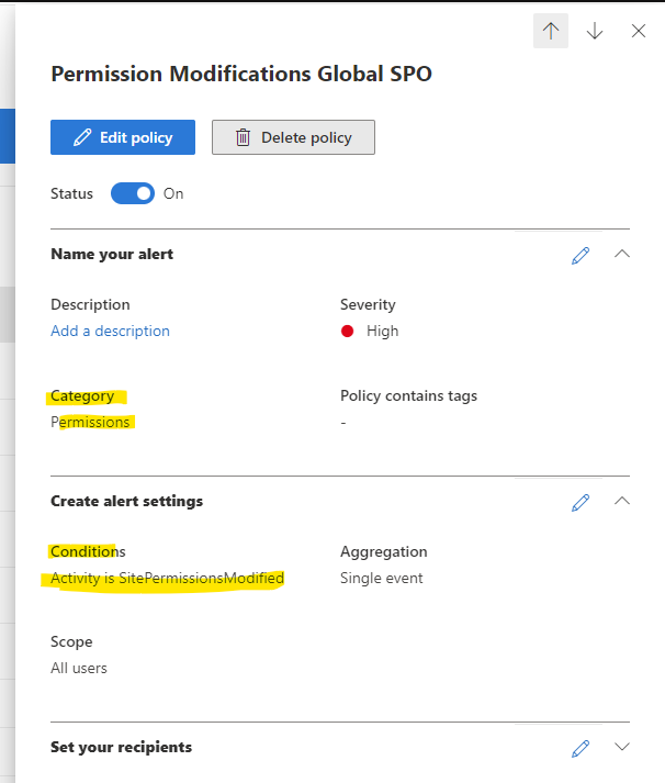 Monitor Permission Changes in SPO via Alert Policy (Compliance Center ...