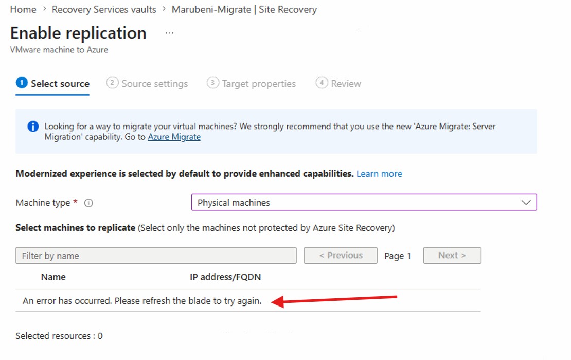 Cannot enable replication on Azure Site Recovery - Microsoft Q&A