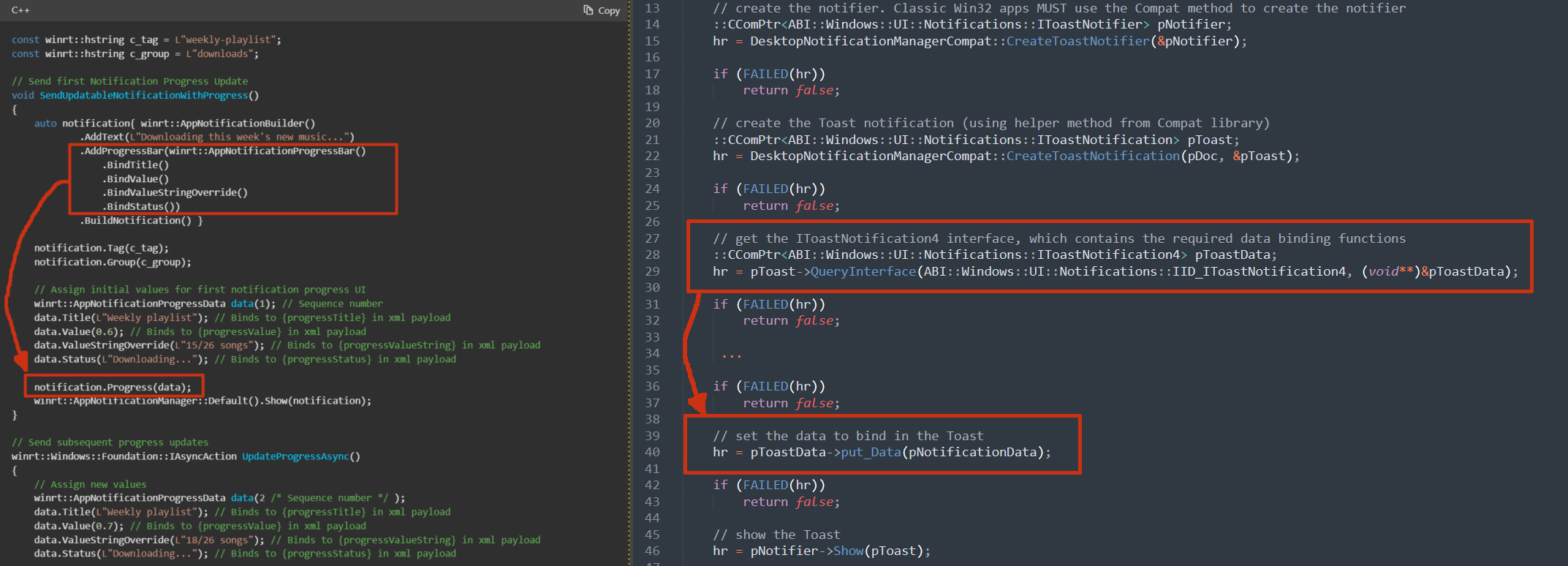 How To Access The Progress Component Of A Toast Notification From A C Win32 Desktop App