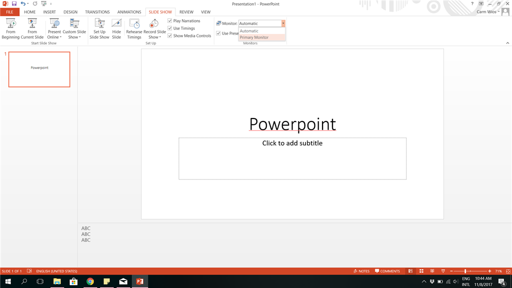 Powerpoint Presenter View without a second monitor not working after ...