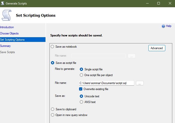 Option To Include Indexes When Scripting From Export Task Missing In 1123