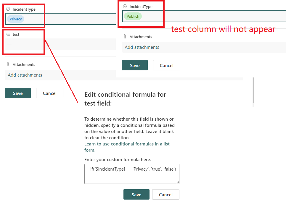 Sharepoint List Conditional Formula To Show Or Hide Columns Not Working Microsoft Qanda