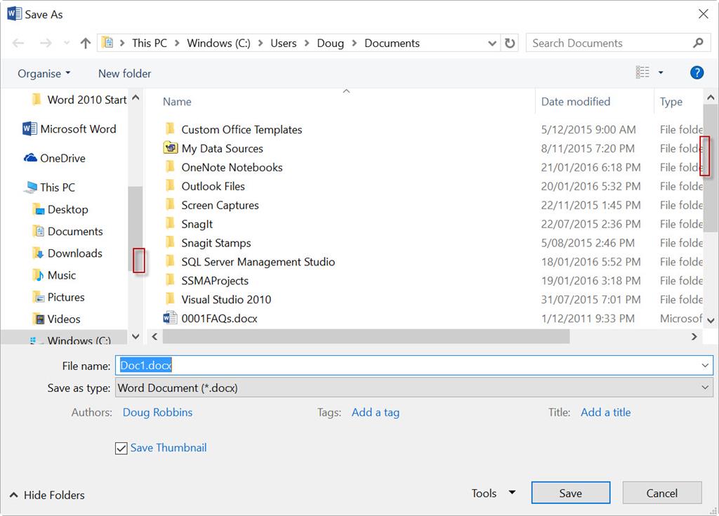 Saving a file and the "save thumbnail" box in Windows 10. - Microsoft Q&A