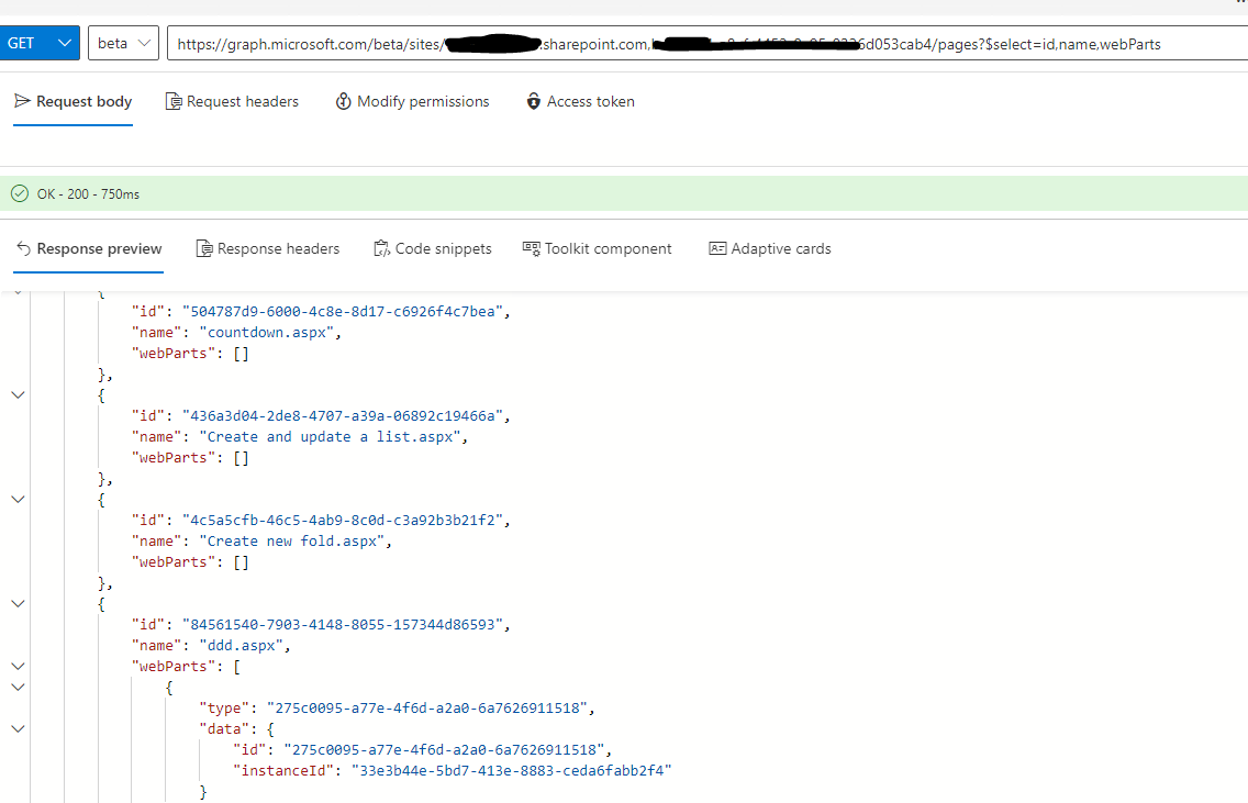Pages In Graph Api Is Returning A 500general Exception Microsoft Qanda