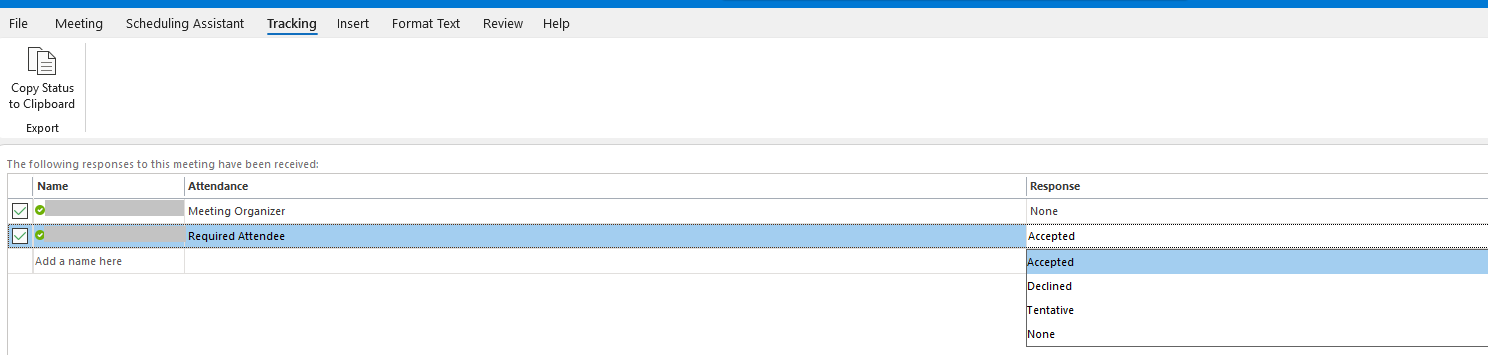 Manual Meeting Response Tracking - Microsoft Q&A