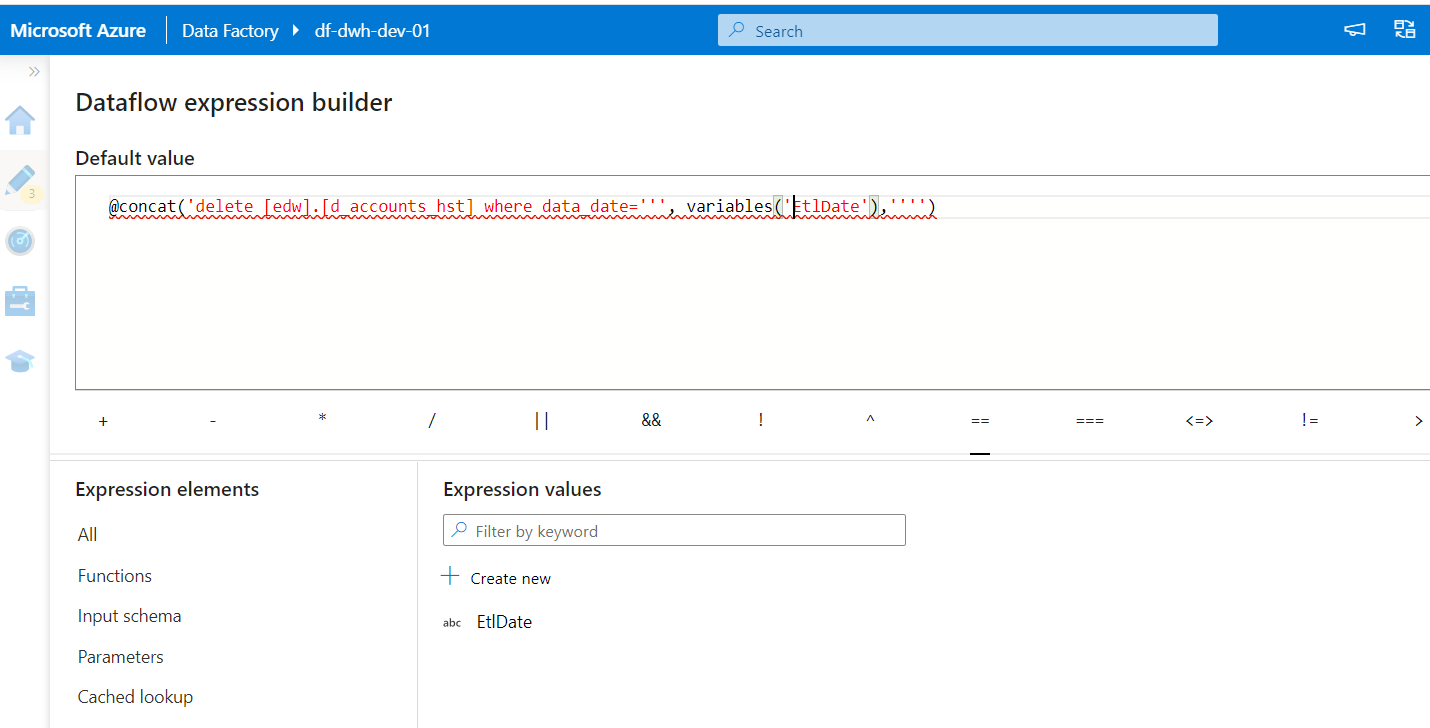 Azure Data Factory Pre Sql Parameter Error Microsoft Qanda
