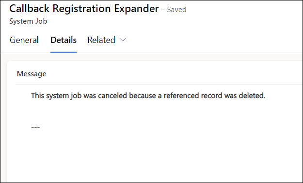 Callback Registration Expander System Job (Canceled) - Microsoft Q&A