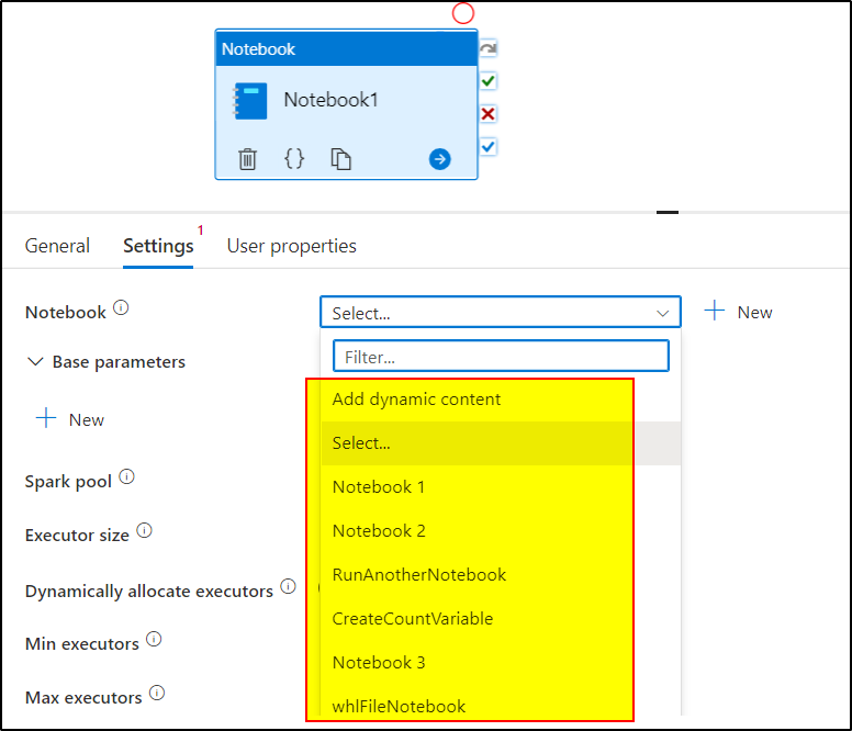 Synapse Notebooks Not Able To Select In The Synapse Pipeline Notebook Activity Microsoft Qanda