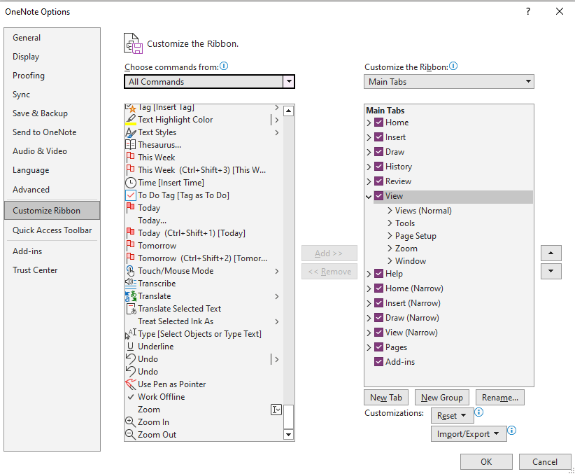 Change layout OneNote - Microsoft Q&A