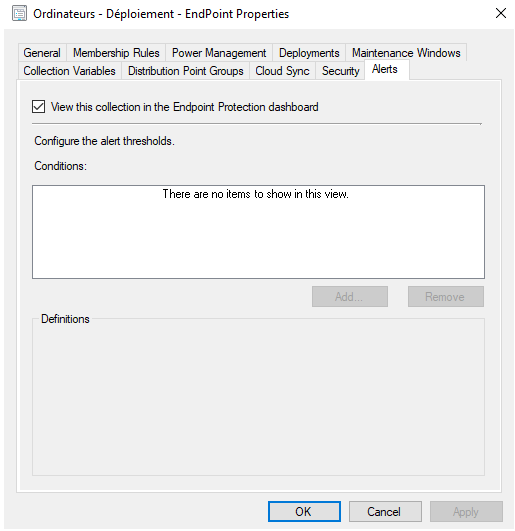 Can't Add Alert Conditions in Collections - Microsoft Q&A