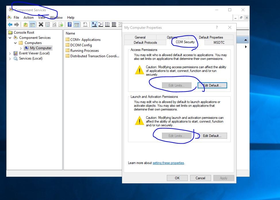 Dcom Settings Com Security Edit Limits Microsoft Qanda