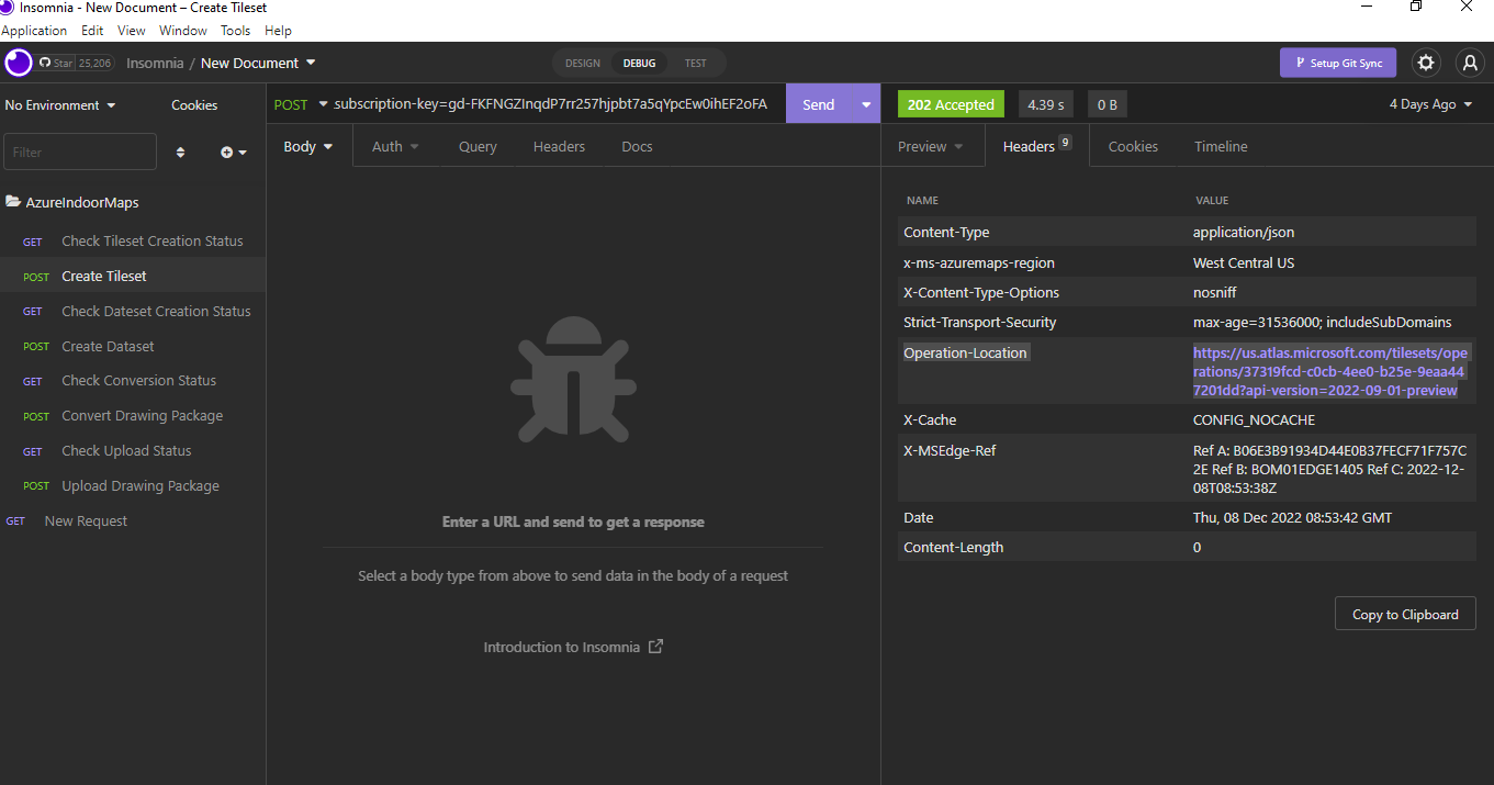 Azure Indoor Map Check Tileset Status Api Fails Due To Bad Request Microsoft Qanda