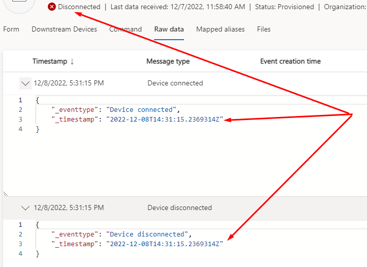 Wrong connectivity status of device in IoT Central - Microsoft Q&A
