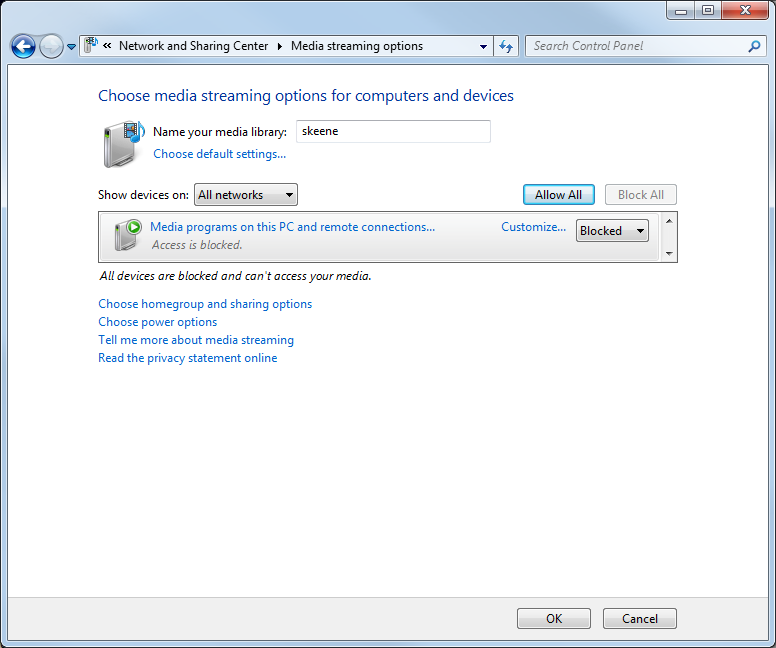 Disable network notification of Windows Media Player's ON status ...
