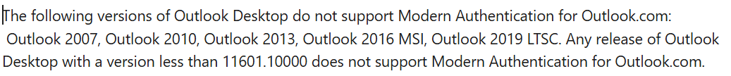 Problem with autentication mail on outlook desktop - Microsoft Q&A