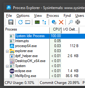 System Idle Process in the Process Explorer shows 100% idle - Microsoft Q&A