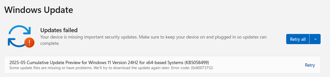 Windows update failure - Microsoft Q&A