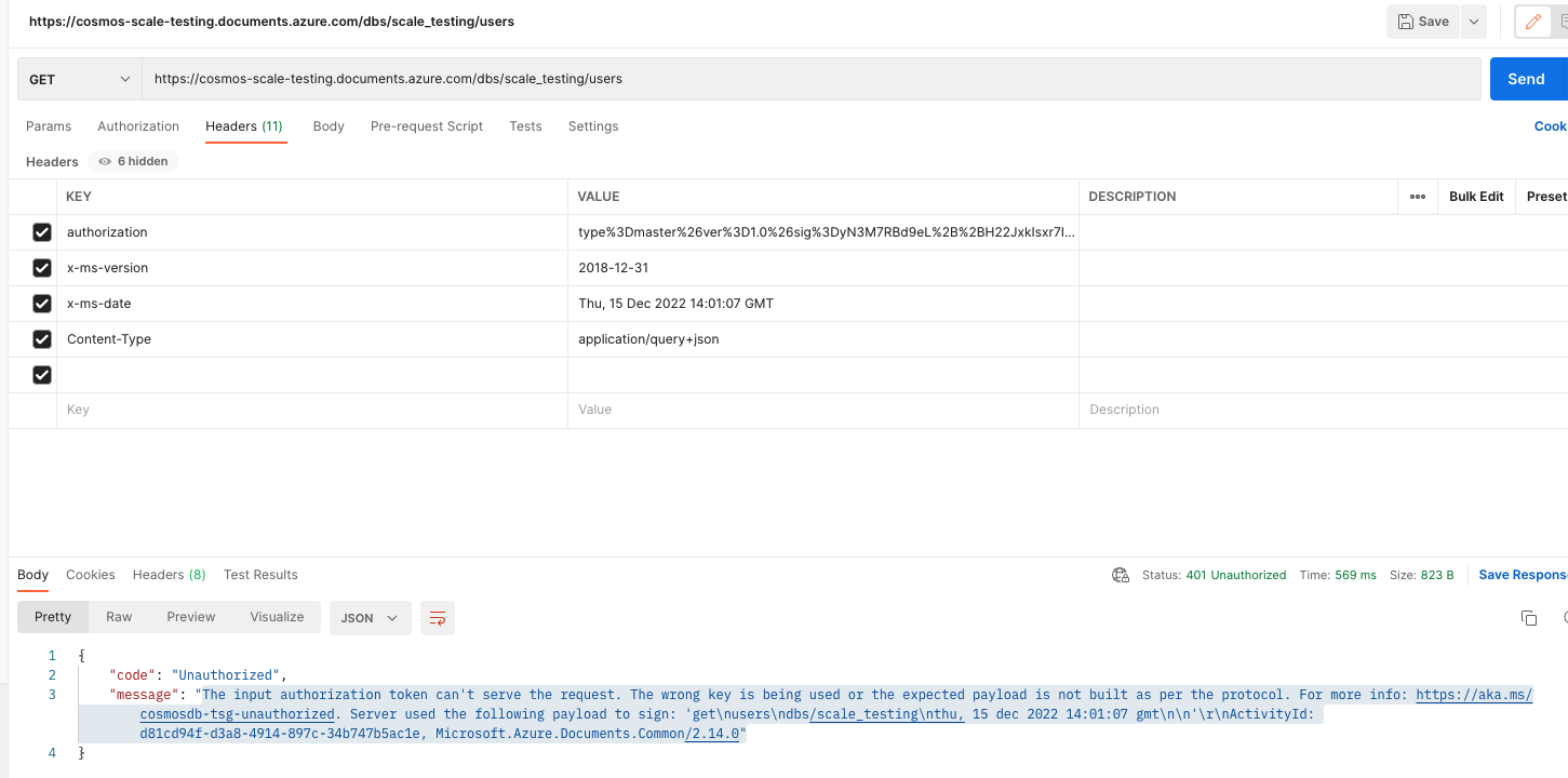 Trouble Generating A Hashed Token Signature For Authorization Header For Cosmos Db Rest Api