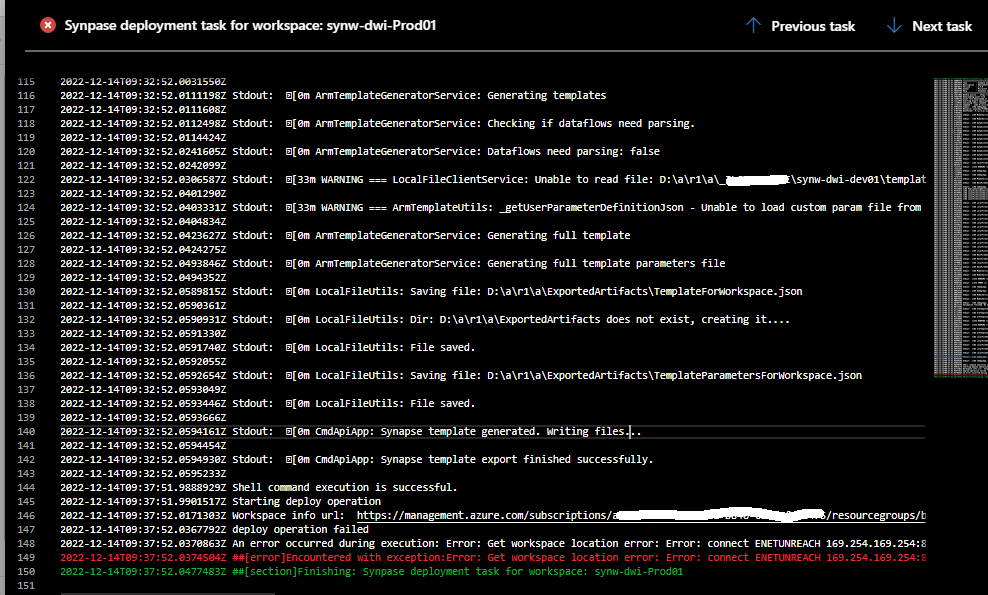 Error: Synapse workspace deployment (CI-CD) - Microsoft Q&A