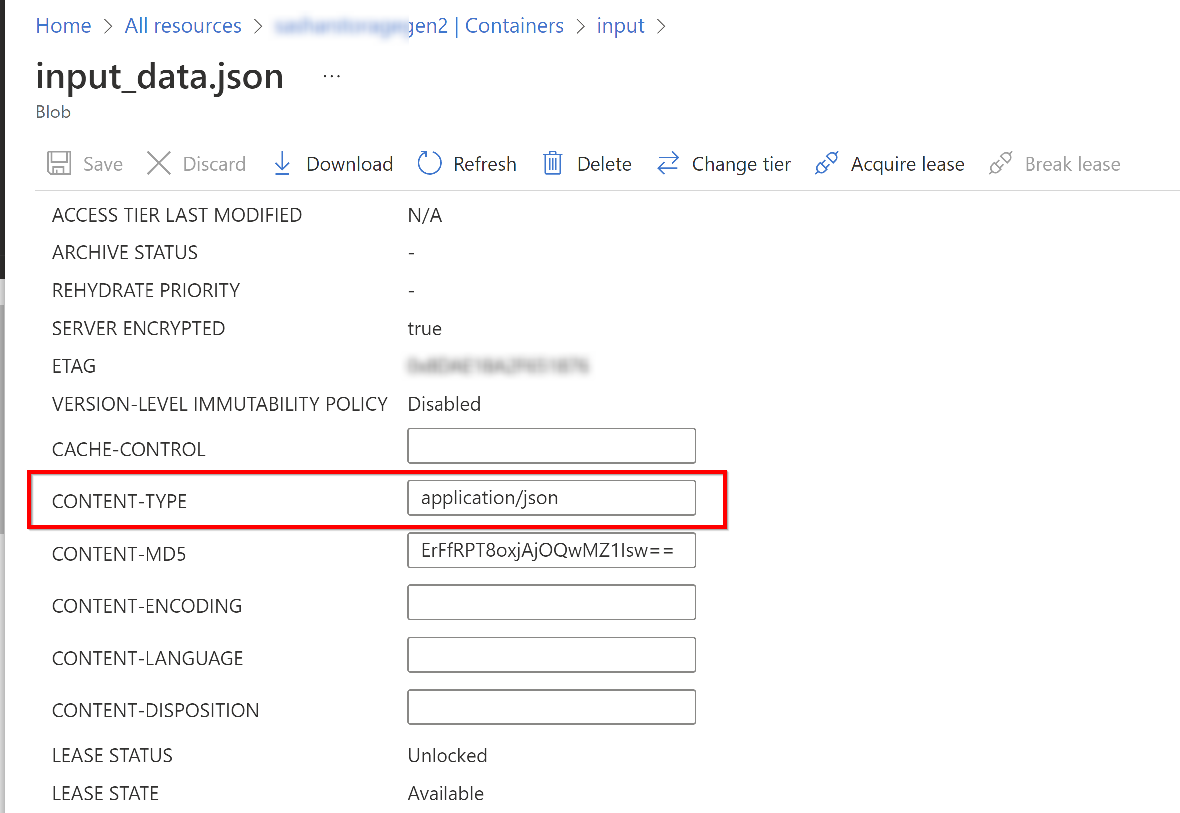 set ContentType for a blob object on azure datalake - Microsoft Q&A