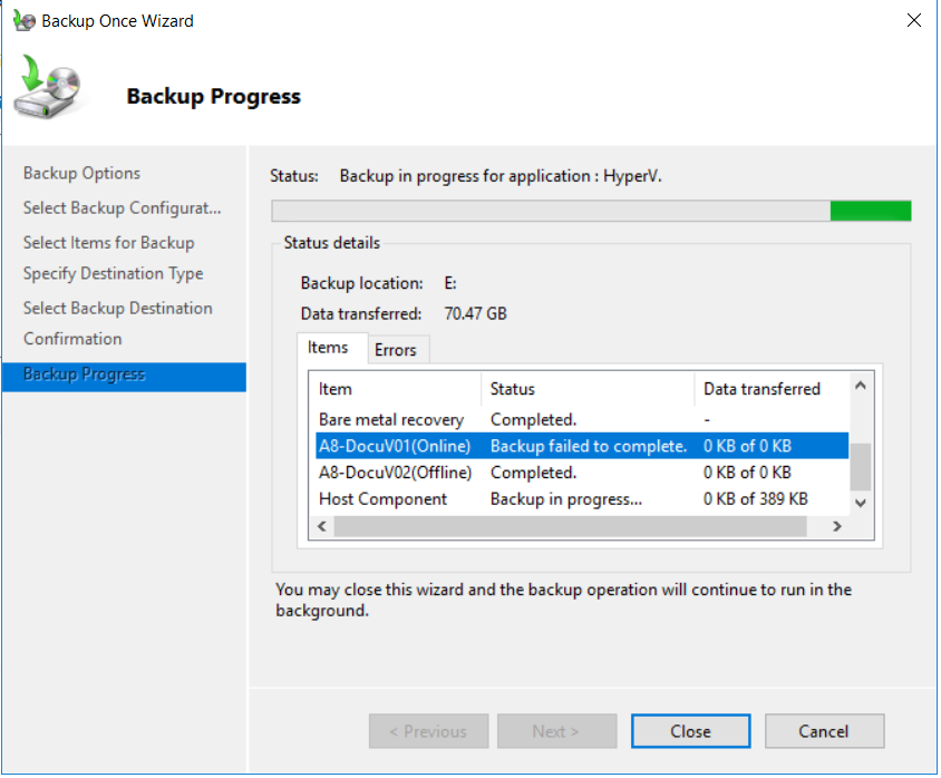 Problems with Windows Server Backup 2016 - Microsoft Q&A