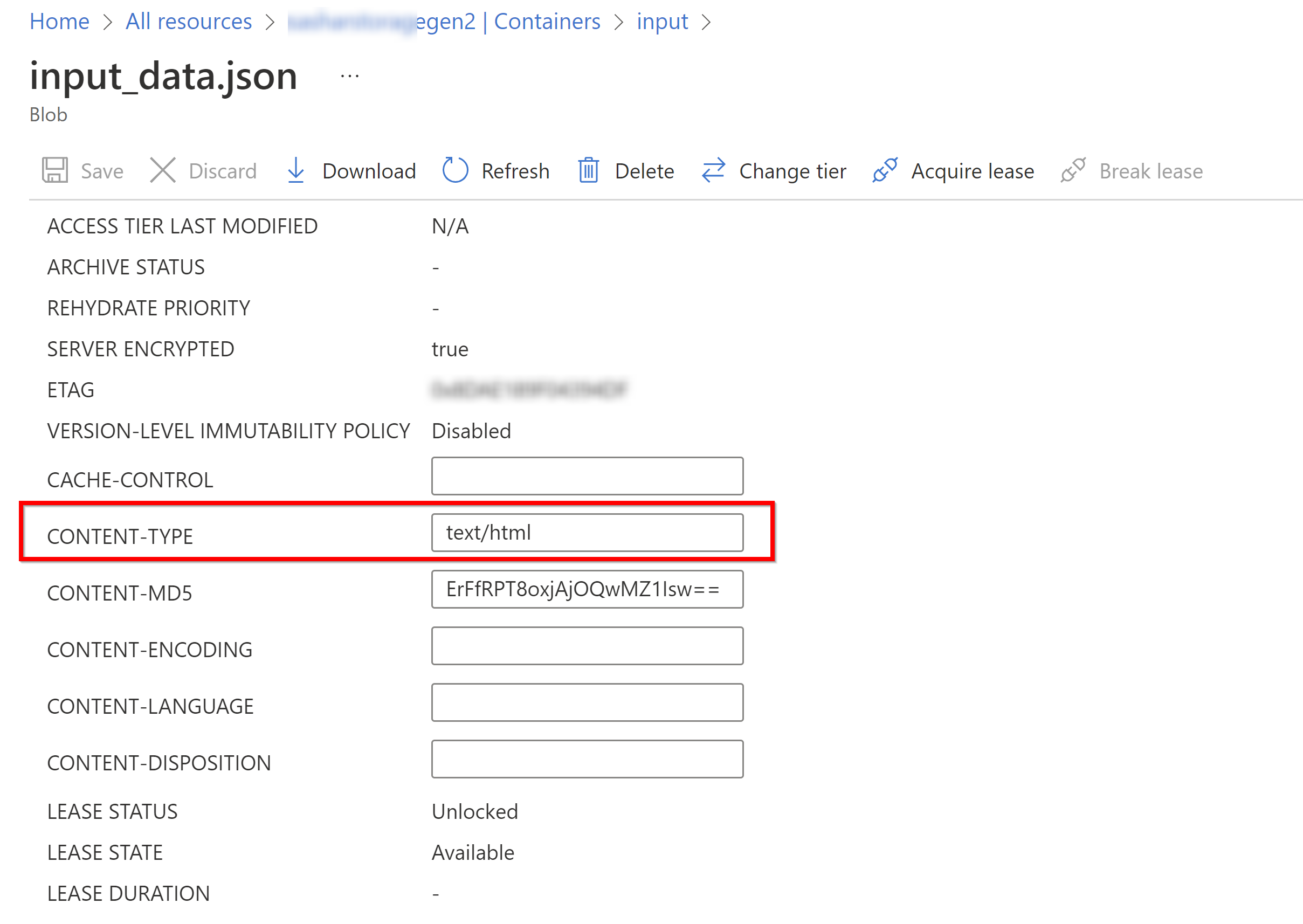 set ContentType for a blob object on azure datalake - Microsoft Q&A