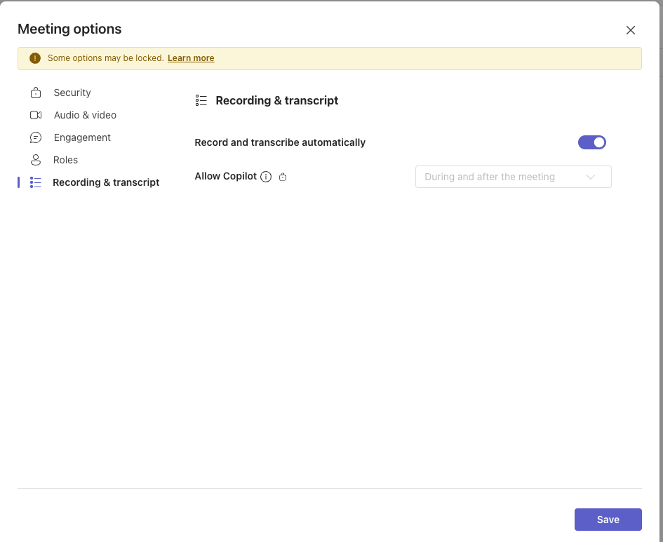 Disable recording and transcript recap from the meeting chat ...