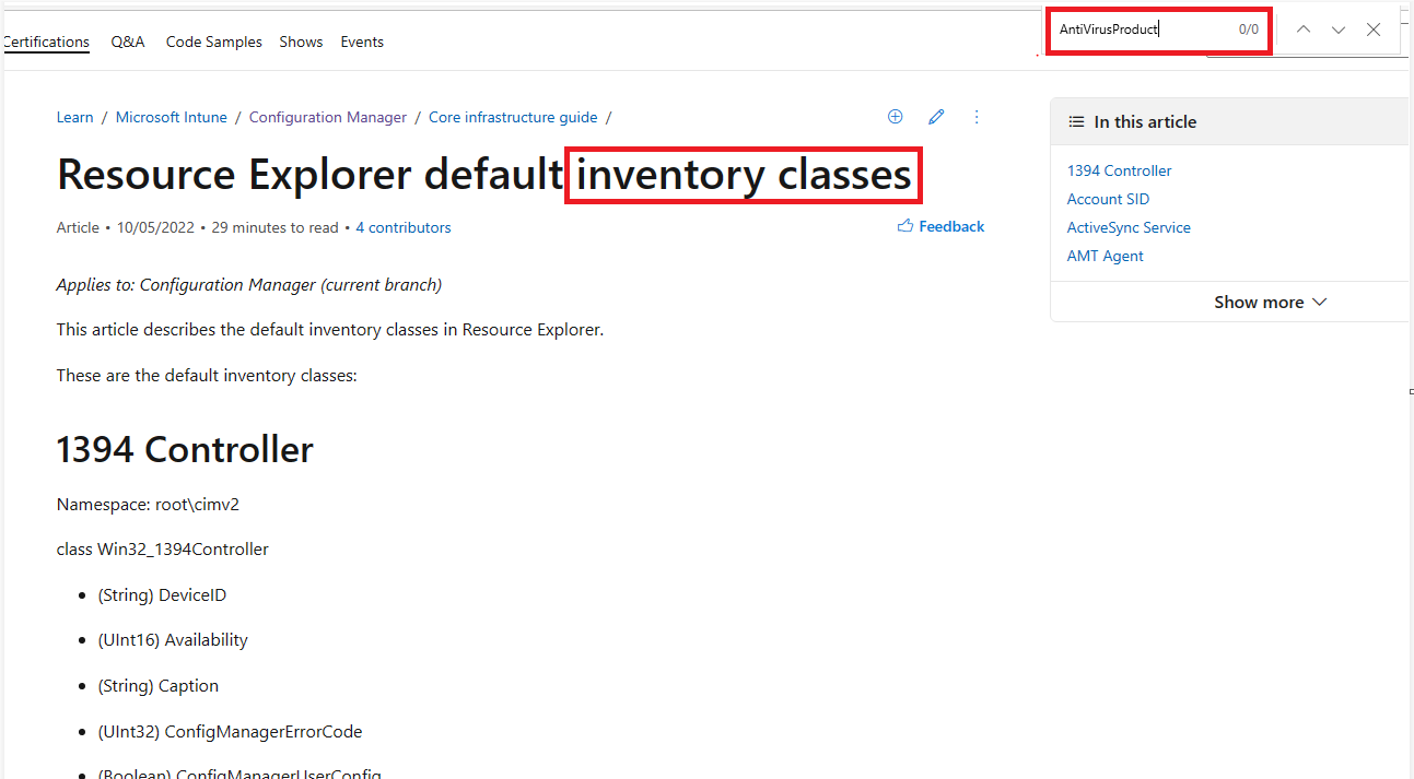Class missing in the inventory - Microsoft Q&A